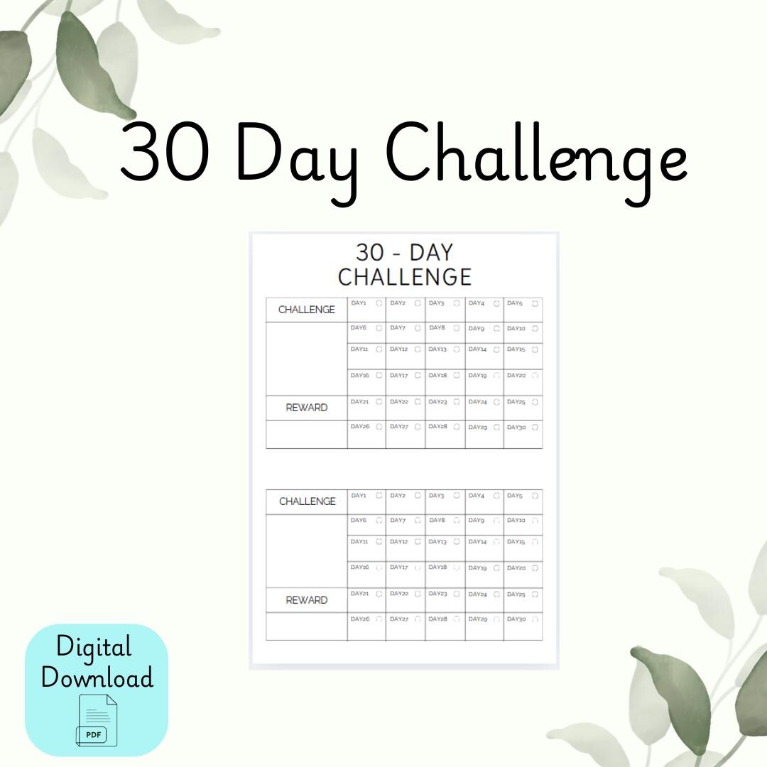 30 Day Challenge - Life Admin, Digital Download, Mental Health, Self ...