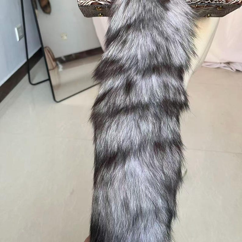 25" to 26" Fox Tails, Ethical Taxidermy Therian Tail Cosplay: Gray ...