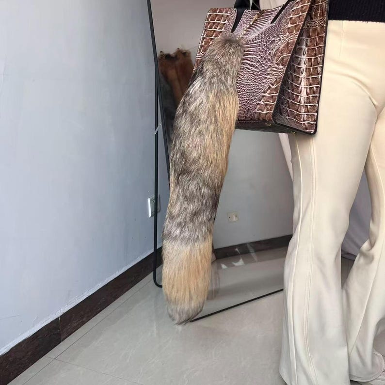 25" to 26" Fox Tails, Ethical Taxidermy Therian Tail Cosplay: Gray Gold ...