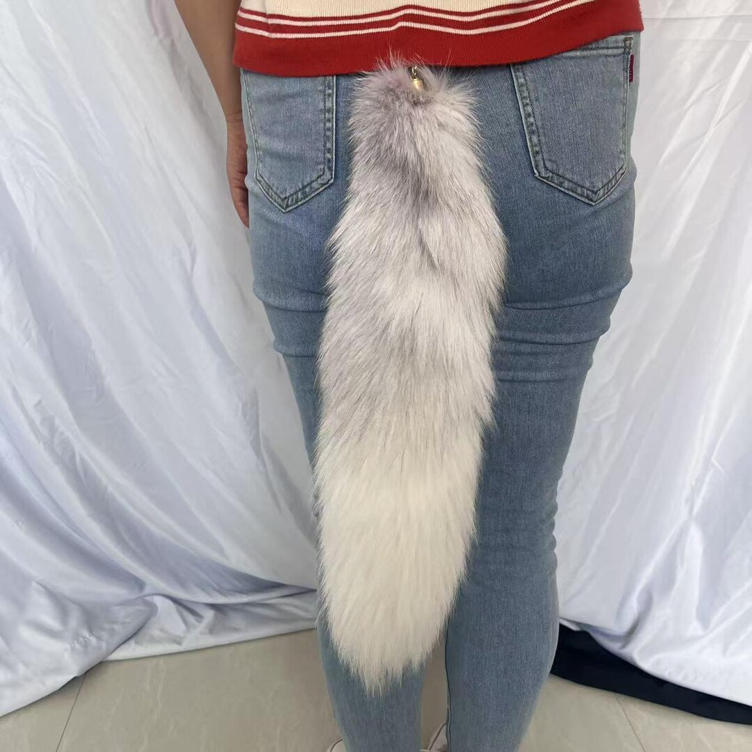 Buy 17" Fox Tails, Ethical Taxidermy Therian Tail Cosplay: White Gray ...