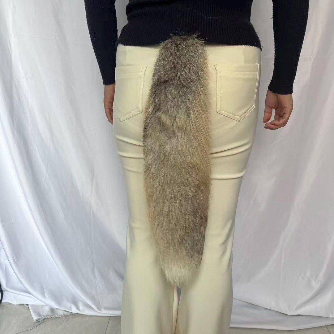 21" Fox Tails, Ethical Taxidermy Therian Tail Cosplay: Gray Gold, Clip ...