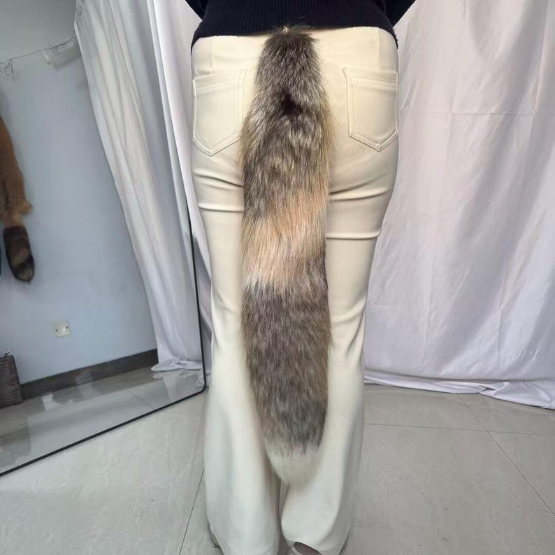 26" Cross Fox Tails, Ethical Taxidermy Therian Tail Cosplay: Gray Gold ...