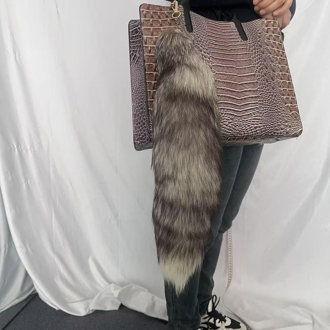 19" Big Fluffy Natural Fox Tails Gray Fox Tails Cosplay Tails Fox Tails ...