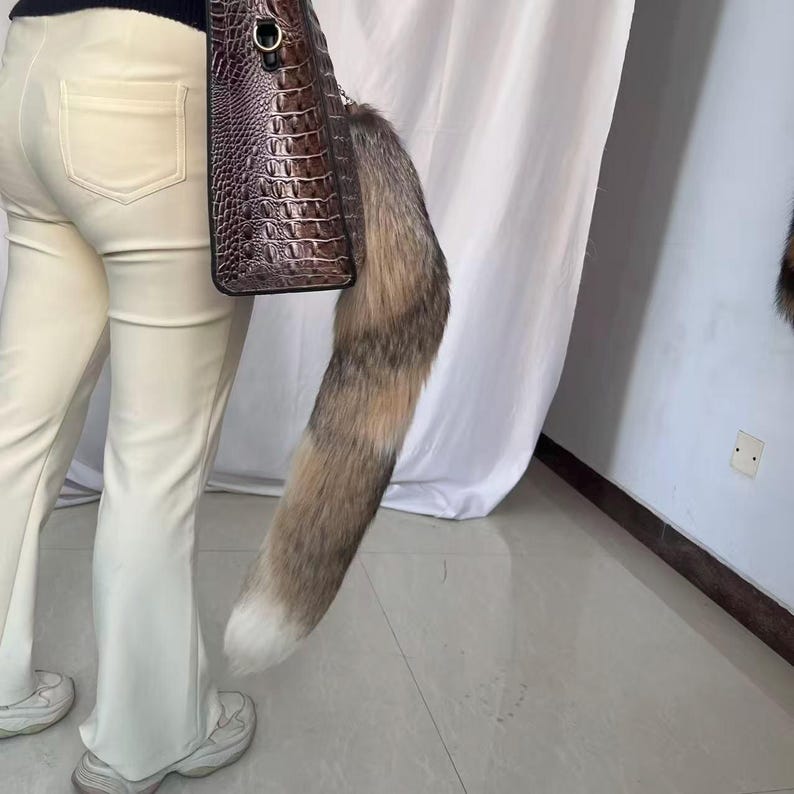 26" Cross Fox Tails, Ethical Taxidermy Therian Tail Cosplay: Gray Gold ...