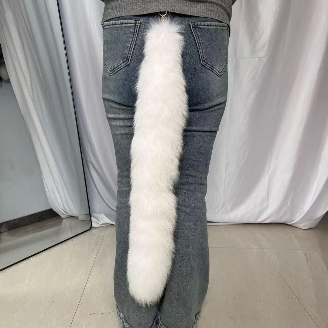27" Fox Tails, Ethical Taxidermy Therian Tail Cosplay: White, Clip On ...