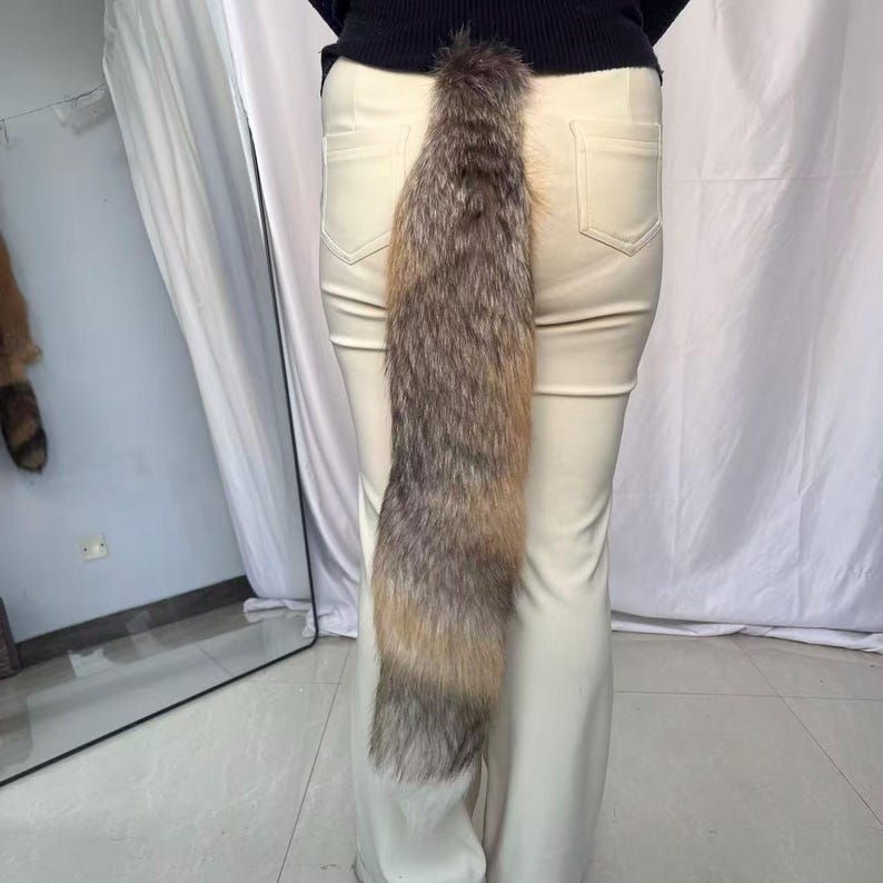 25" to 26" Fox Tails, Ethical Taxidermy Therian Tail Cosplay: Gold Gray ...