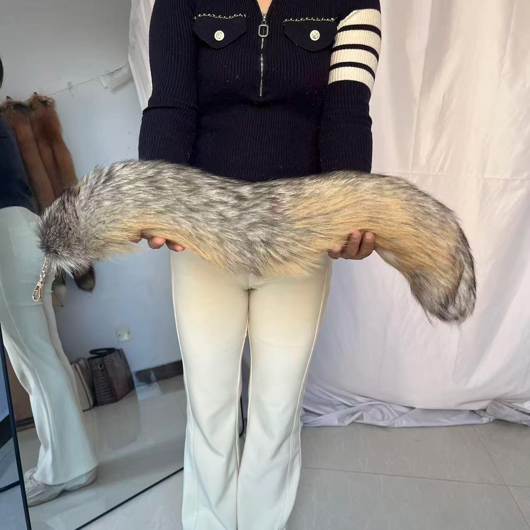 26" to 27" Fox Tails, Ethical Taxidermy Therian Tail Cosplay: Gold Gray ...
