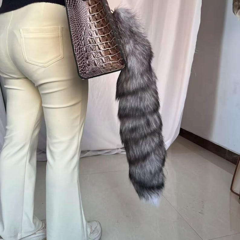 25" to 26" Fox Tails, Ethical Taxidermy Therian Tail Cosplay: Gray ...