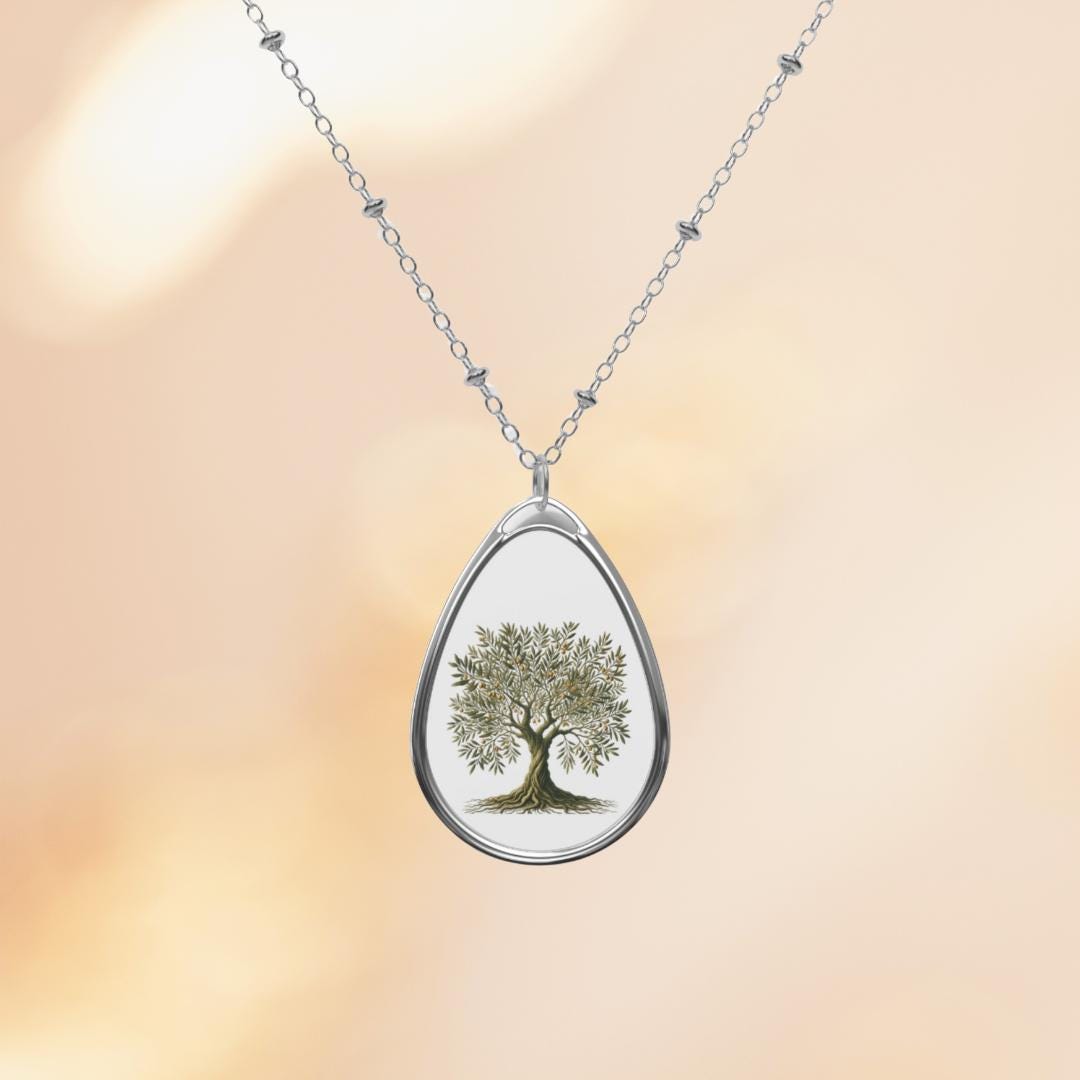 Oval Necklace - Thriving Olive Tree - Etsy