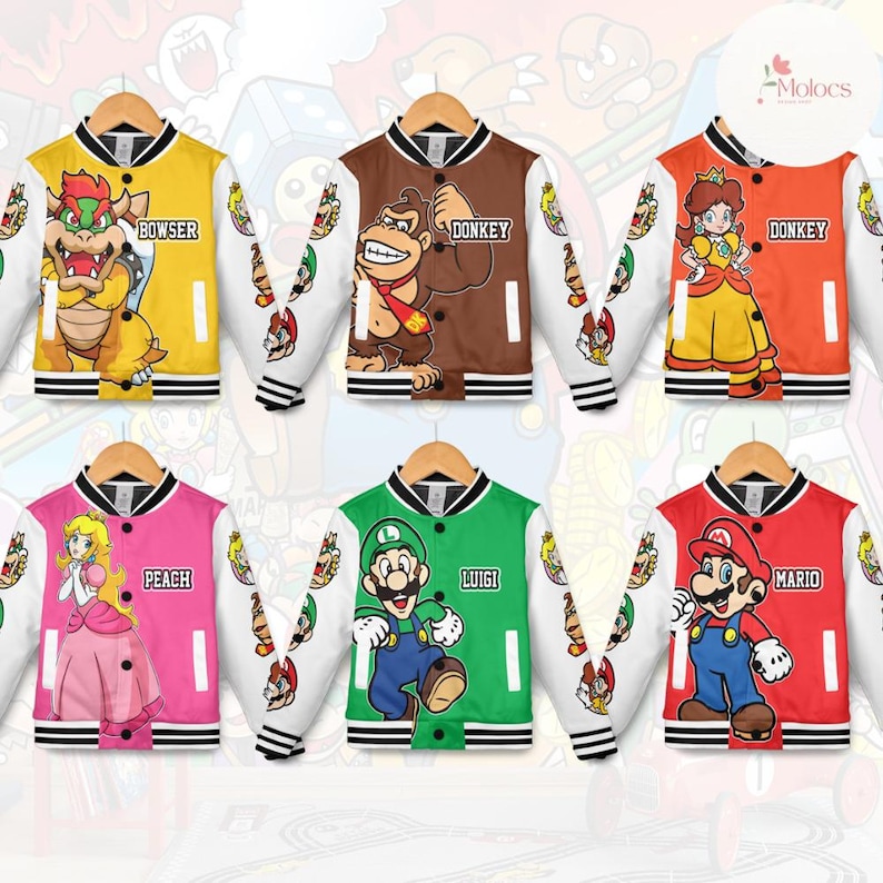 Personalized Super Mario Baseball Jacket, Video Game Mario Luigi ...