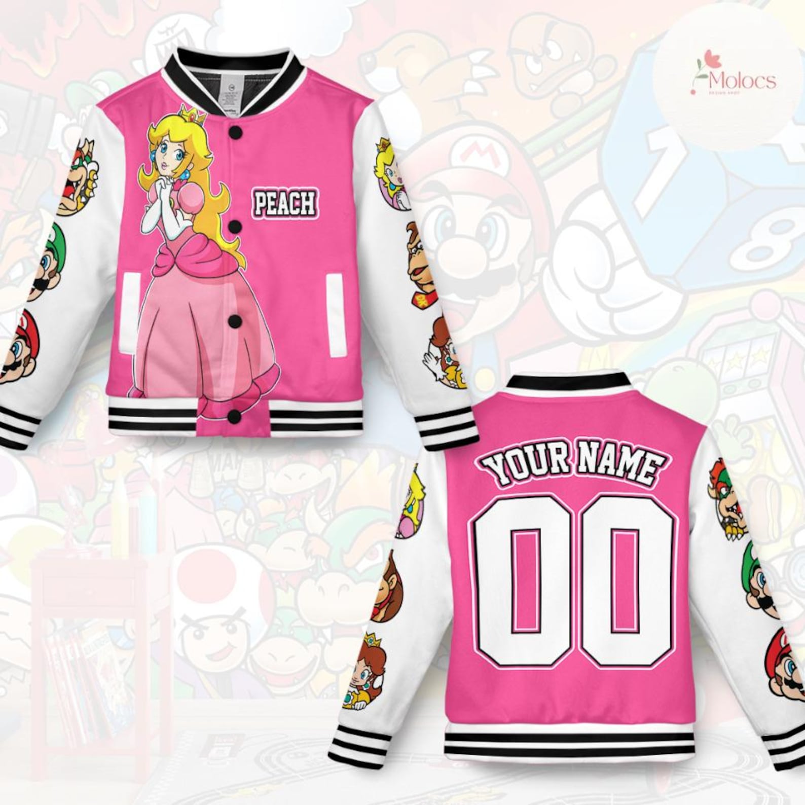 Personalized Super Mario Baseball Jacket, Video Game Mario Luigi ...