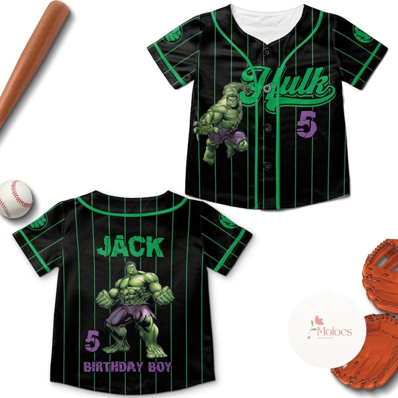 Personalized Disney Marvel Avengers Hulk Birthday Baseball Jersey ...