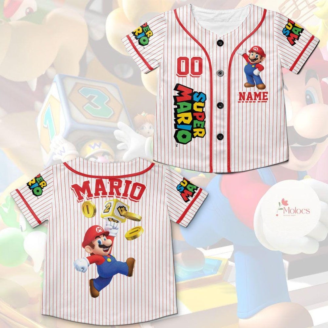 Personalized Super Mario Baseball Jersey, Super Mario Luigi Princess ...