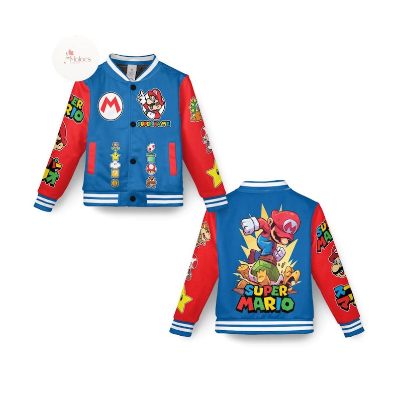 Personalized Super Mario Baseball Jacket, Video Game Jacket Men, Super ...