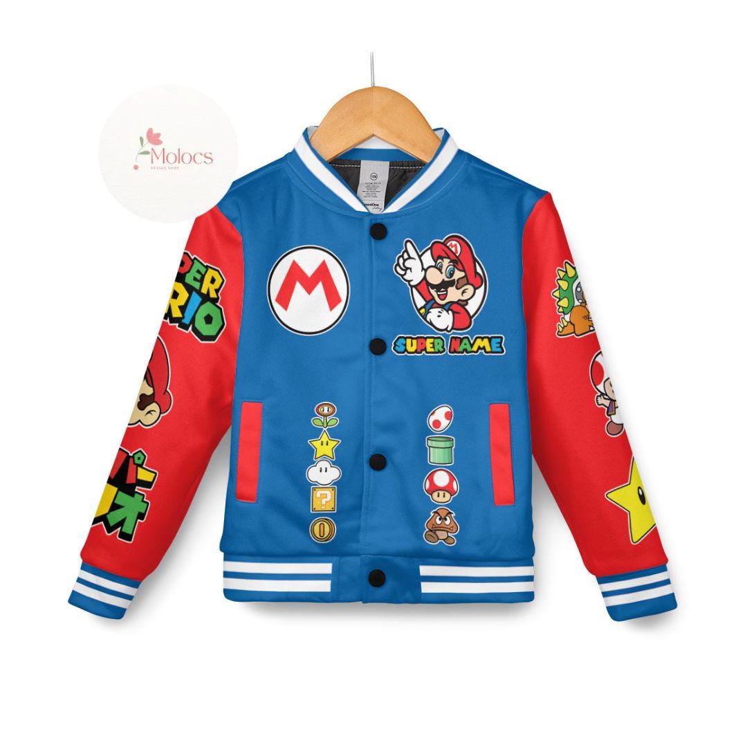 Personalized Super Mario Baseball Jacket, Video Game Jacket Men, Super ...