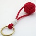 Monkey Fist Key Chain Traditional Red Cotton With Solid Brass Split ...