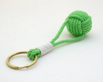 Nautical Key Ring Monkey Fist in Purple Cotton whipped to a | Etsy