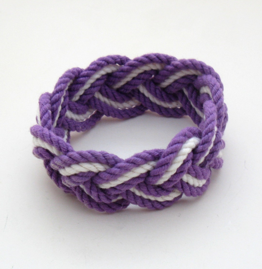 Rope Bracelet in Purple and White Cotton Turkshead Weave - Etsy