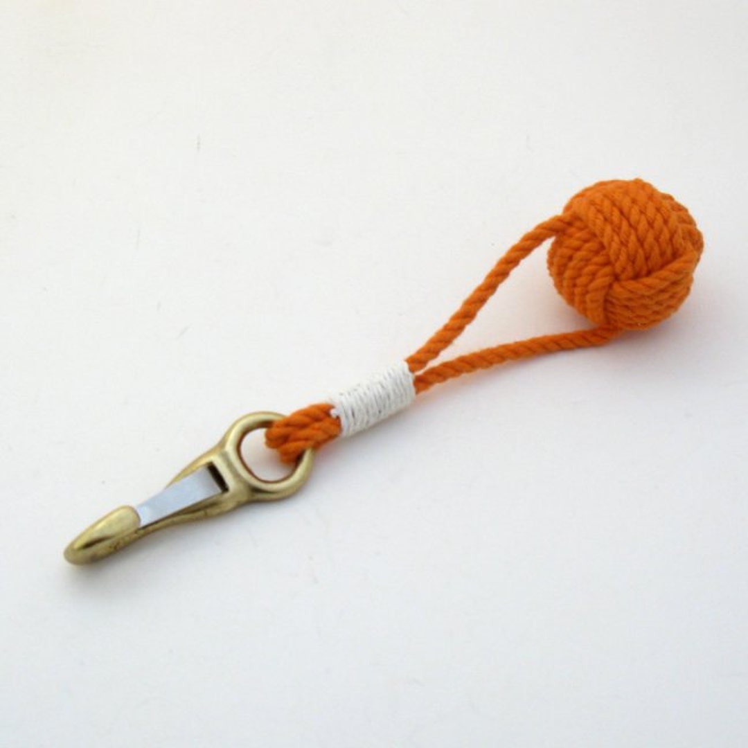Nautical Key Fob a Monkey Fist in Safety Orange Cotton Whipped - Etsy