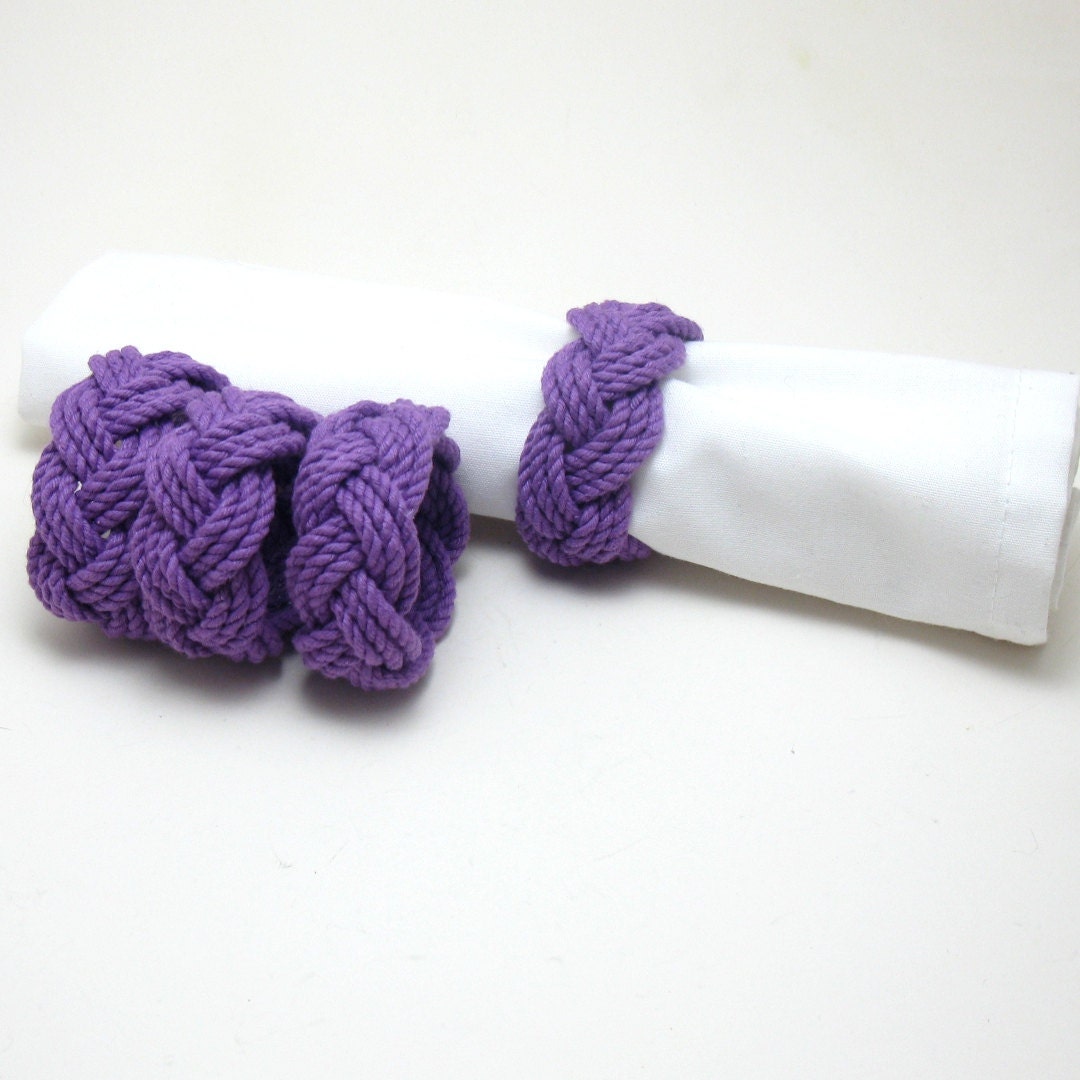 Nautical Napkin Rings Woven Purple Cotton Pack of 4 - Etsy