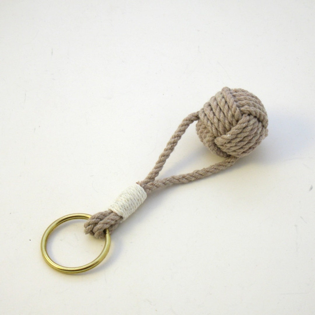 Monkeyfist Tan Cotton Key Chain Whipped With Split Ring - Etsy