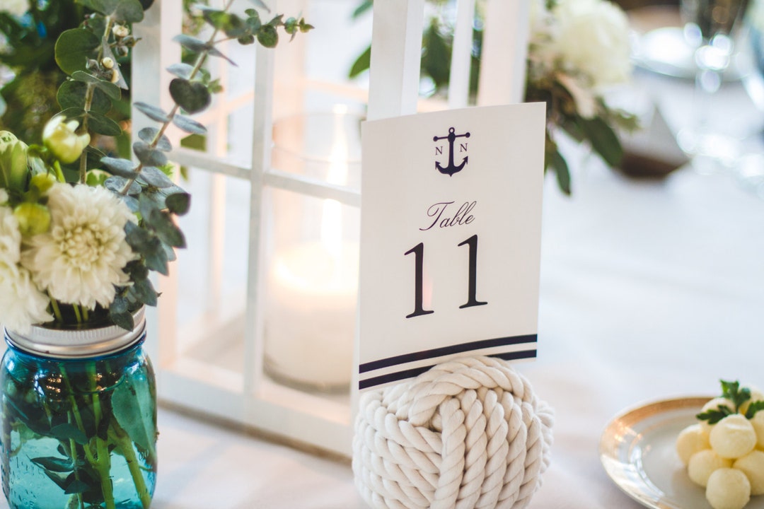 Nautical Wedding Rope Table Number Knots 5 Across No Roll Style Pack of ...