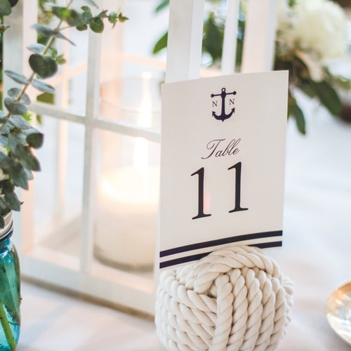 Nautical Wedding Rope Table Number Knots 5 Across No Roll | Etsy