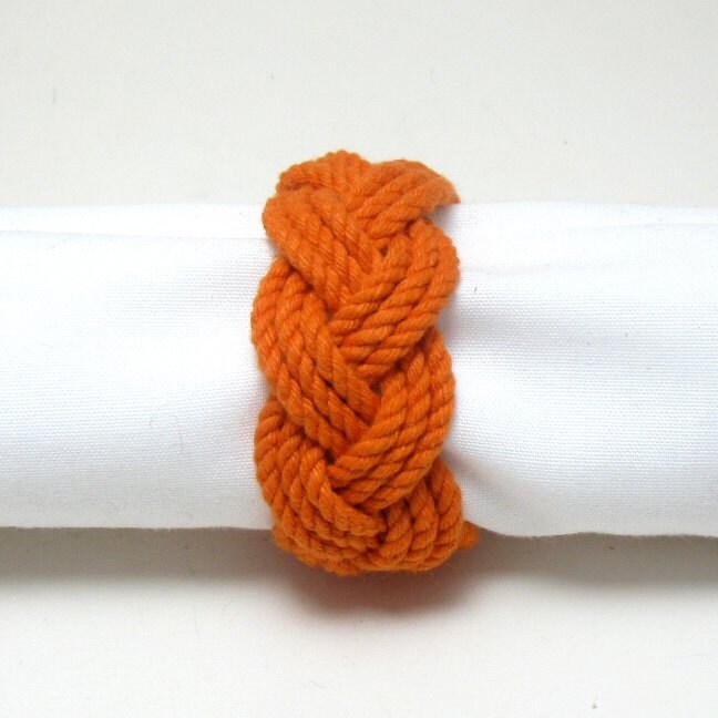 Woven Napkin Rings Nautical Orange Cotton Pack of 4 - Etsy