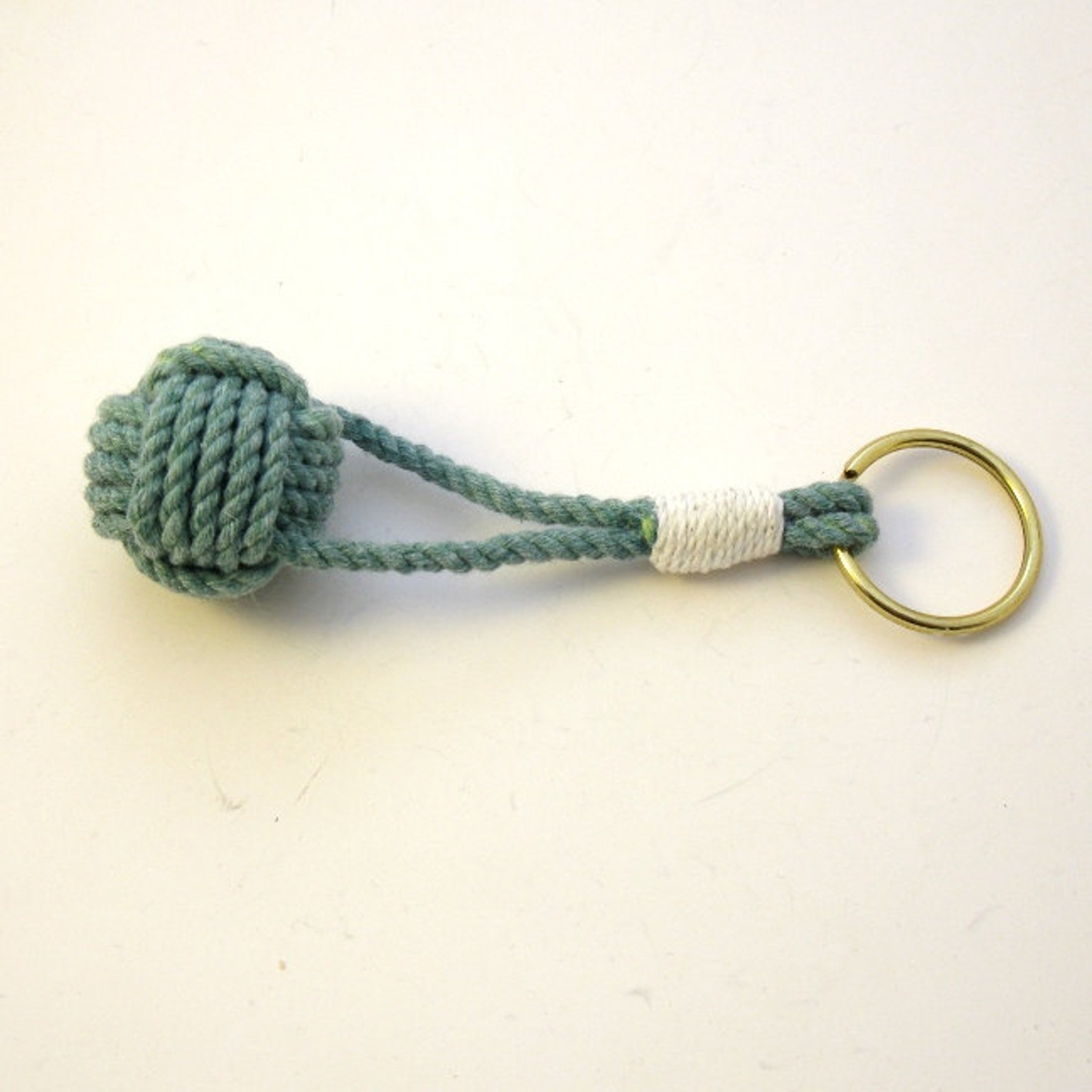 Monkey Fist Keyring Green Cotton Whipped to a Brass Split Ring - Etsy