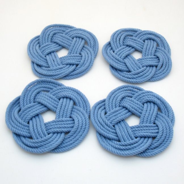 Ocean Coasters Nautical Blue Cotton Woven in a Flat Pattern 4 - Etsy