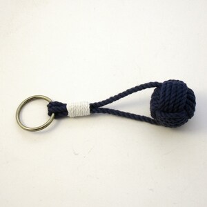 Navy Blue Keychain Cotton Monkey Fist Key Chain With Whip and Split ...