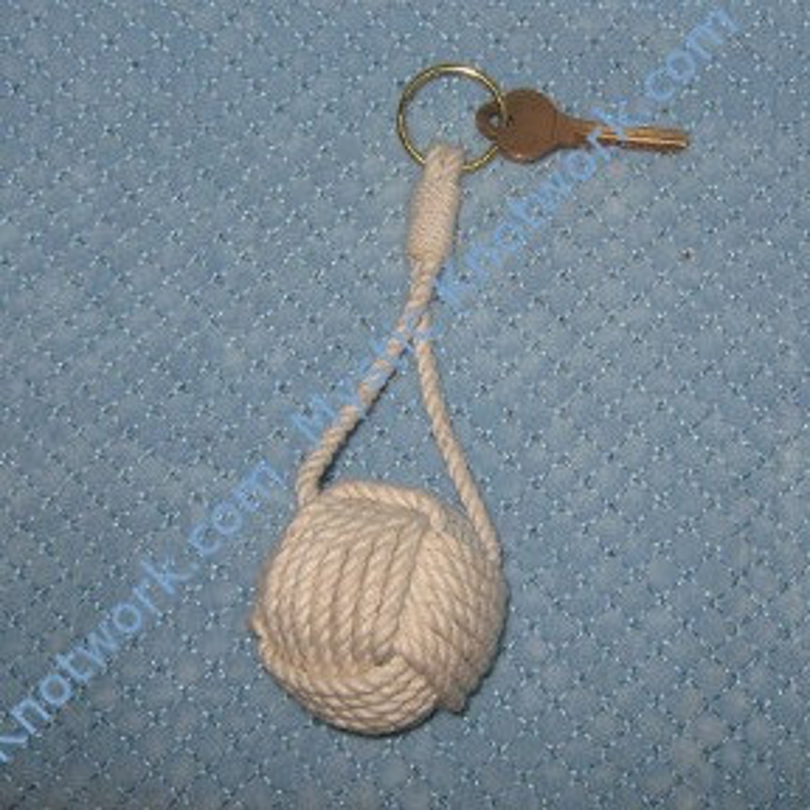 Floating Nautical Keychain White Cotton Monkey Fist | Etsy