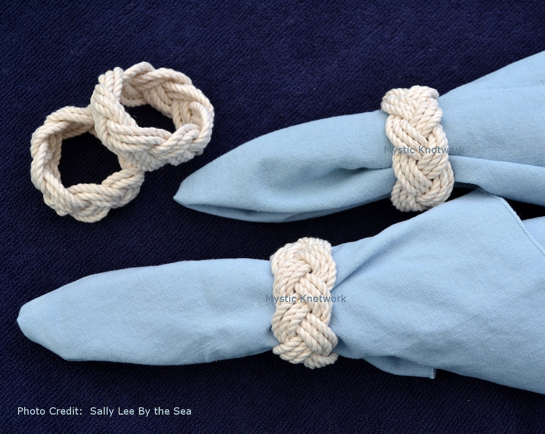Nautical Napkin Rings Woven Natural White Cotton Pack of 4 - Etsy