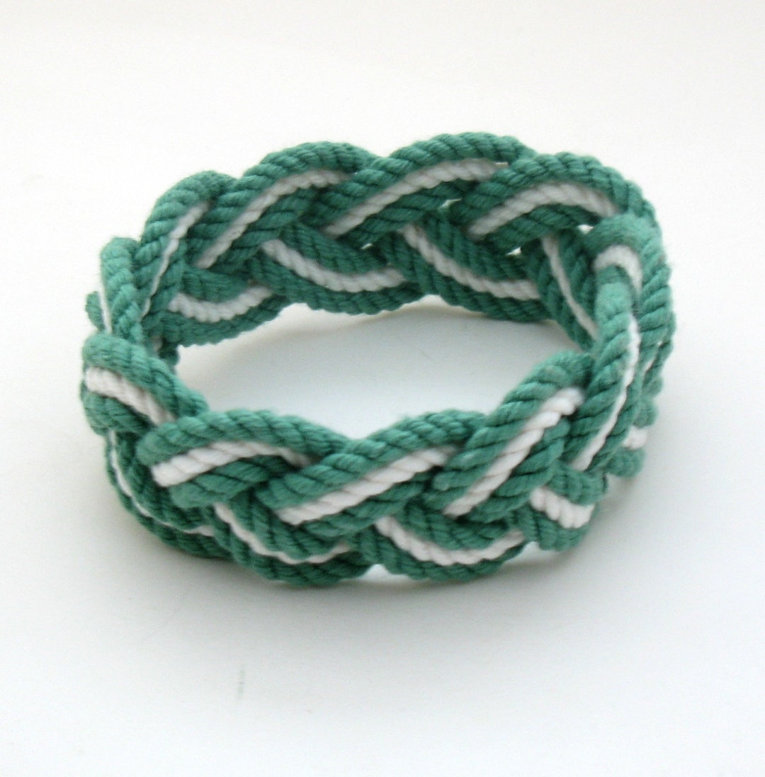 Surfer Rope Bracelet in Green and White Cotton Sailor Bracelet - Etsy
