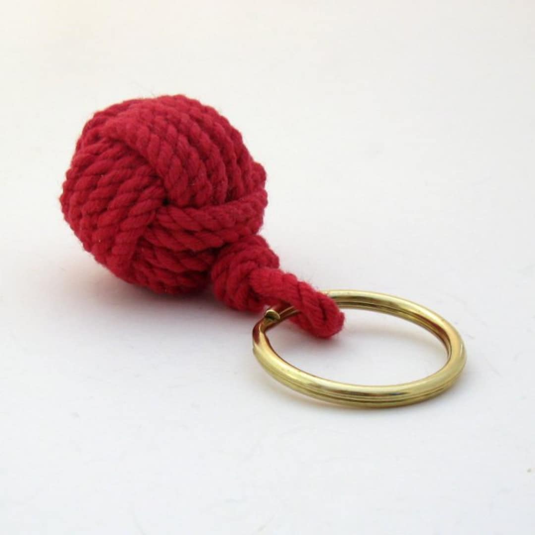 Nautical Key Ring Red Cotton Monkey's Fist Keychain Red Modern Style - Etsy
