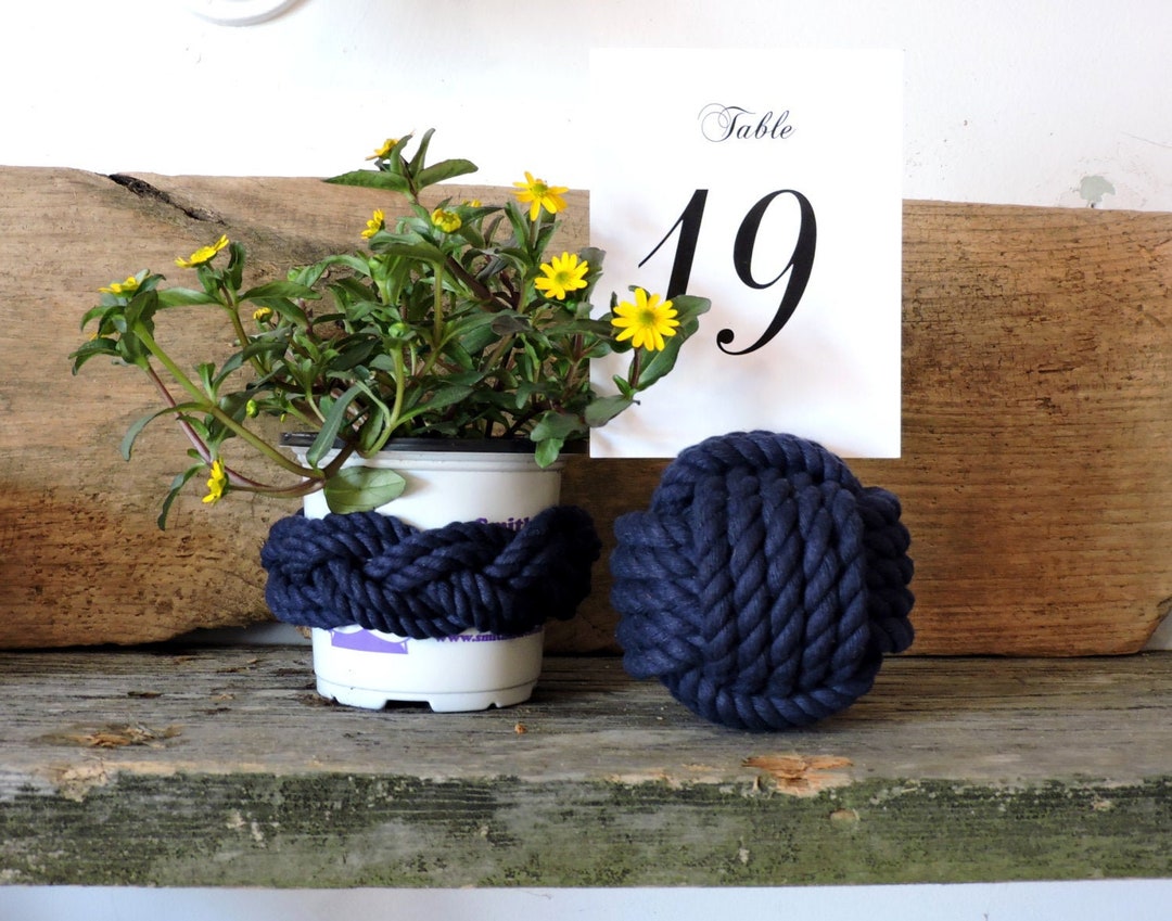 10 Navy Blue Nautical Wedding Rope Table Number Knots 5 Across No Roll ...