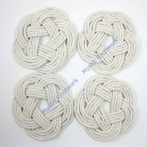 Nautical Weave White Coasters Turk's Head Knots in Natural White Set of ...