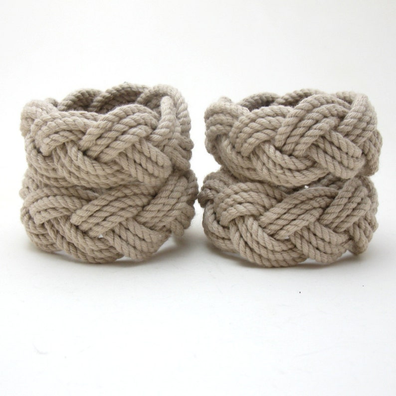 Nautical Napkin Rings Woven Tan Cotton Pack of 4 - Etsy