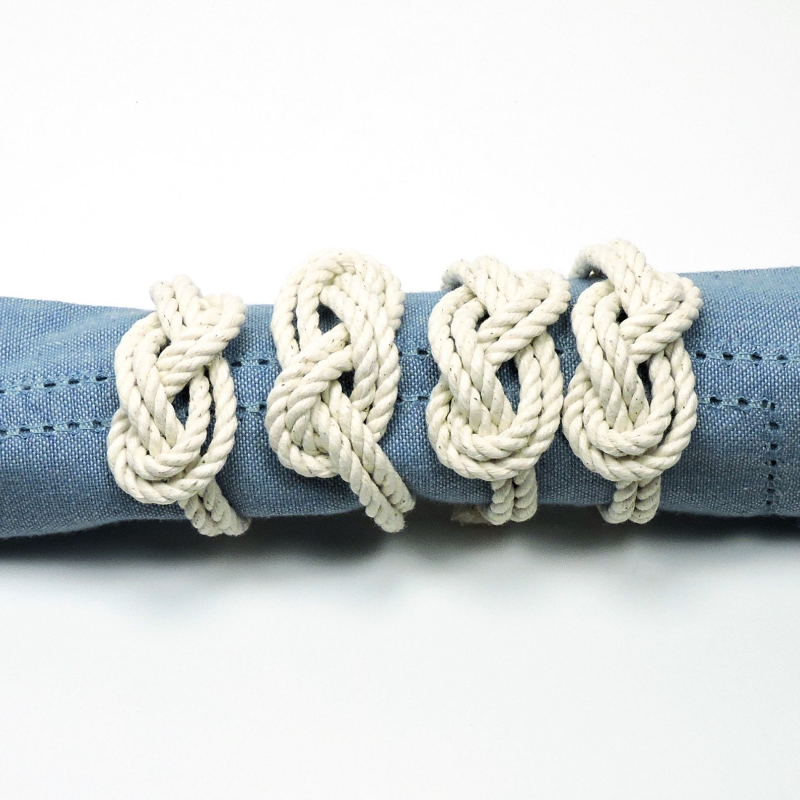 Nautical Figure Eight Infinity Knot Napkin Rings Natural White - Etsy