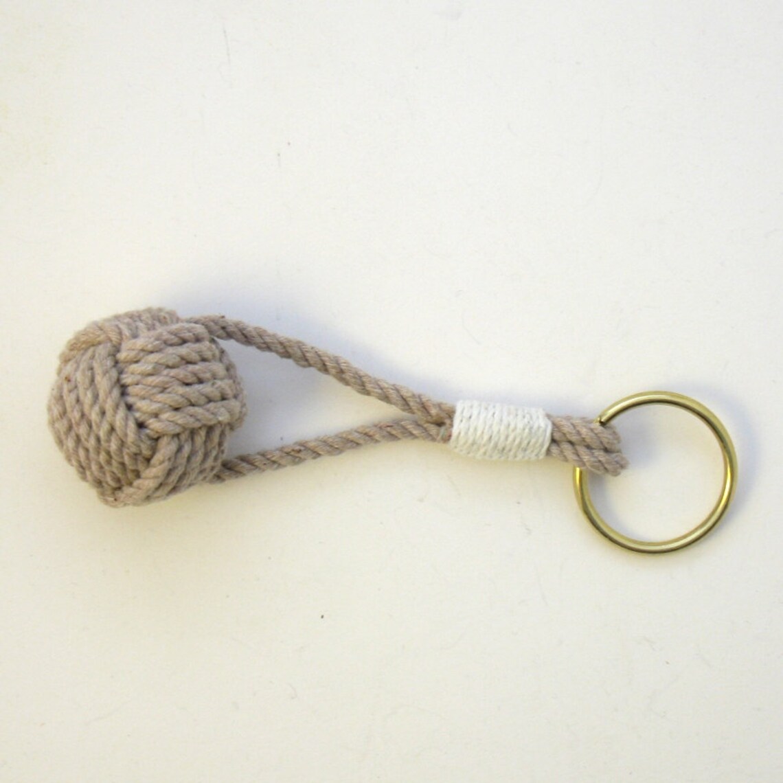 Monkeyfist Tan Cotton Key Chain Whipped With Split Ring | Etsy
