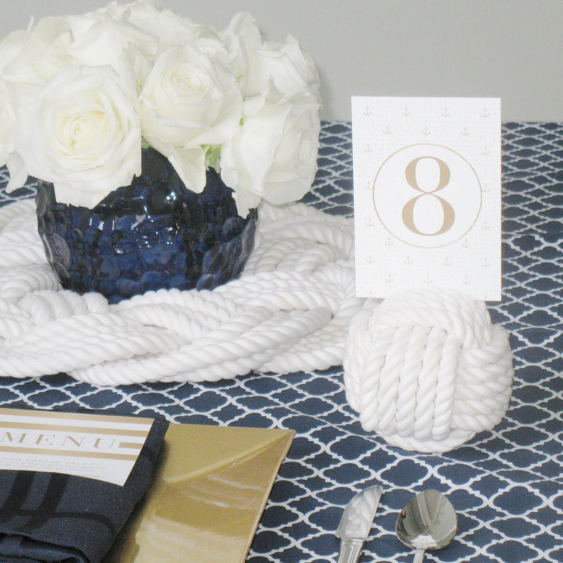 Nautical Wedding Rope Table Number Knots 5 Across No Roll Style Pack of ...