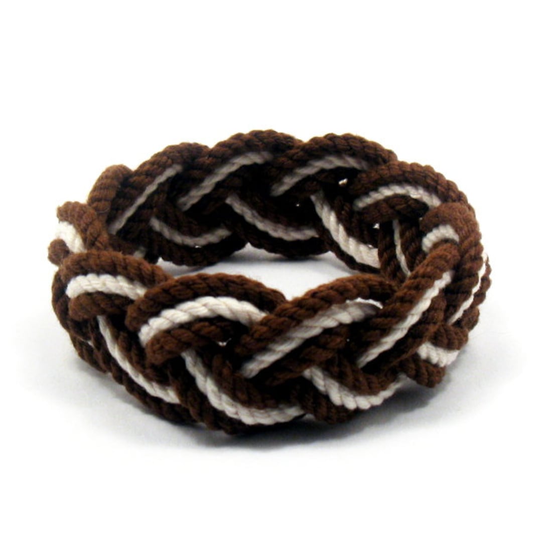 Surfer Rope Sailor Knot Bracelet in Brown and White Cotton Sailor ...