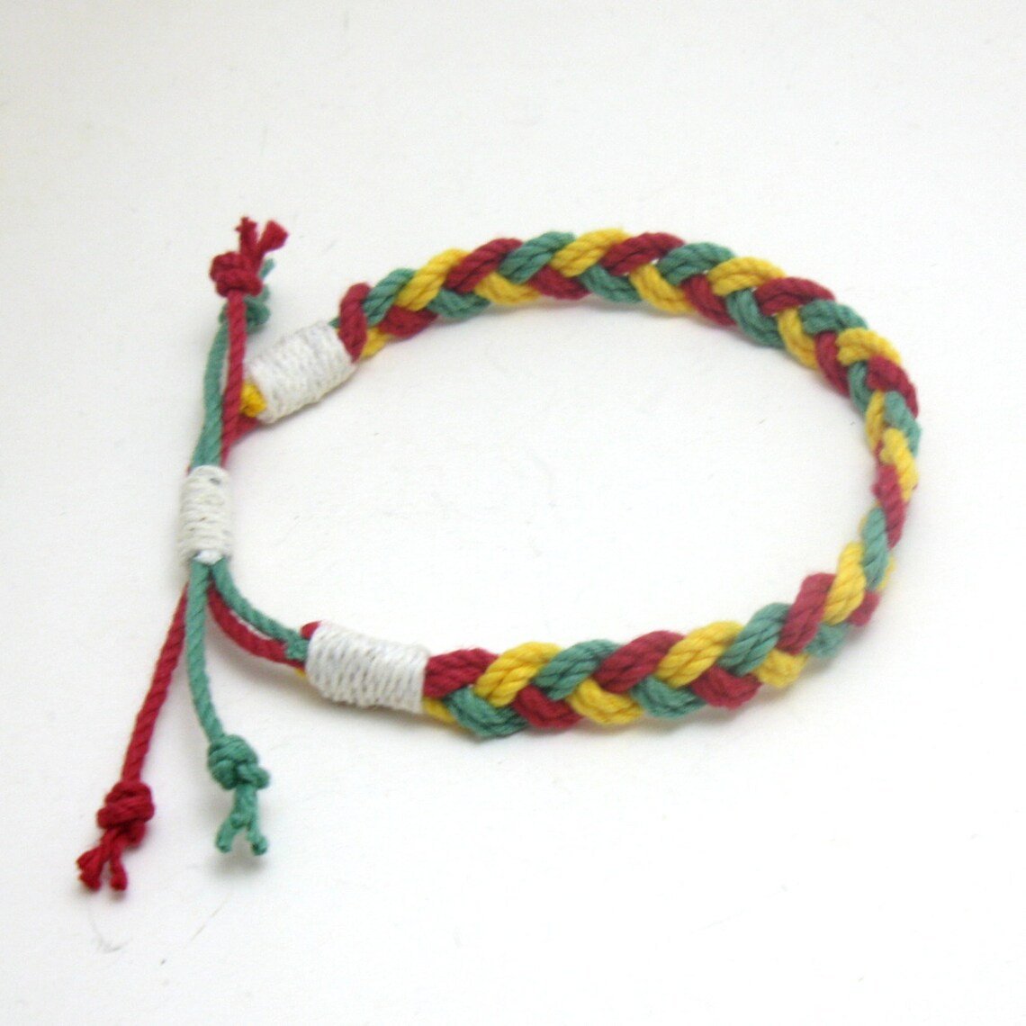 Rasta Anklet Red Yellow and Green Braided Cotton Anklet - Etsy