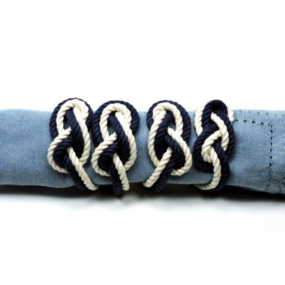 Nautical Figure Eight Infinity Knot Napkin Rings Navy and - Etsy
