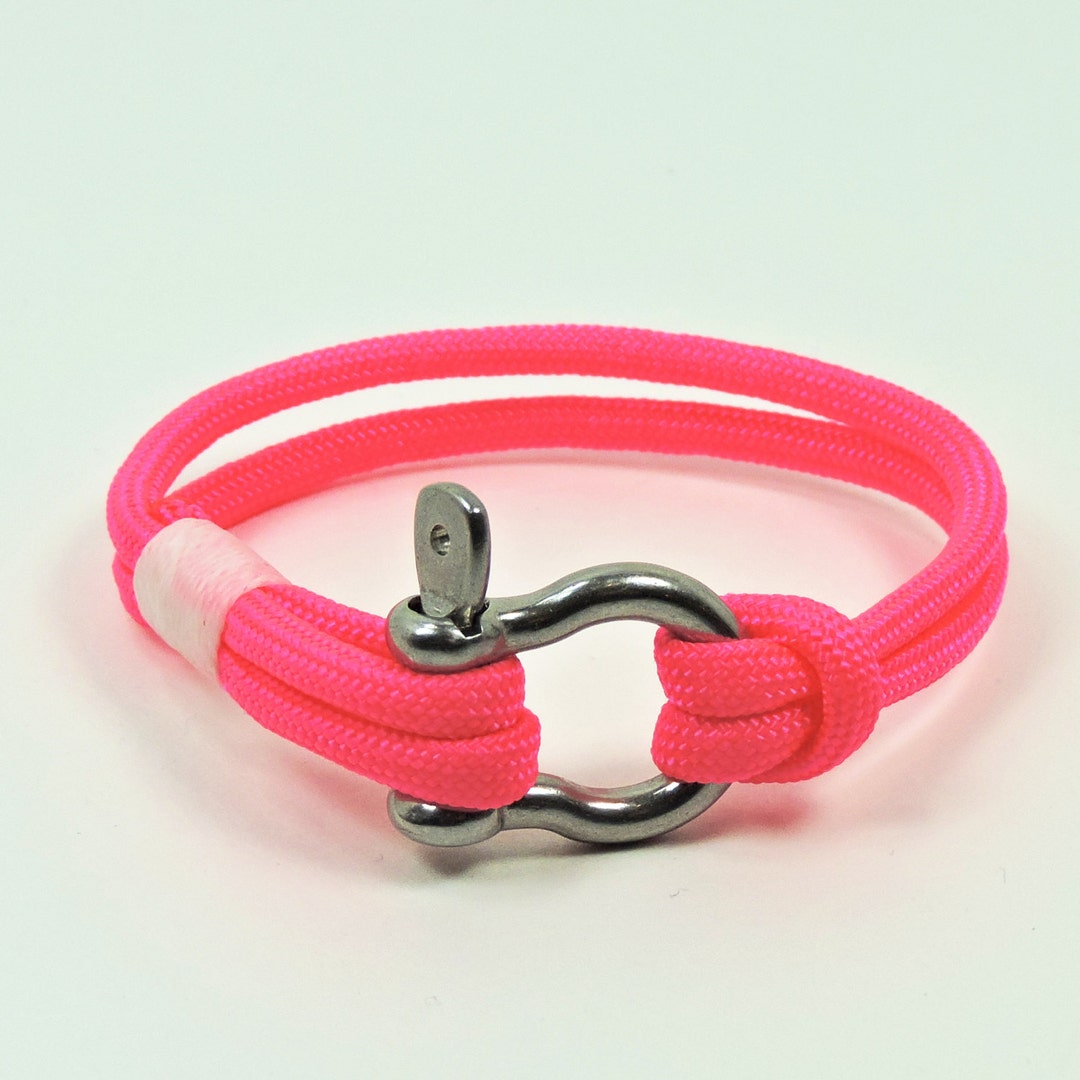 Neon Pink Sailboat Shackle Paracord Bracelet - Etsy