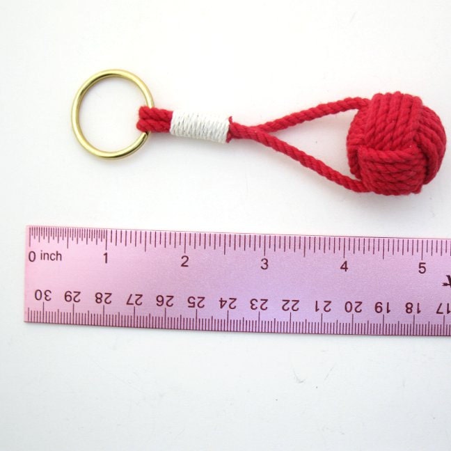 Monkey Fist Key Chain Traditional Red Cotton With Solid Brass | Etsy