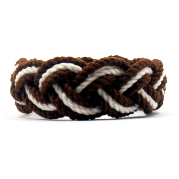 Surfer Rope Sailor Knot Bracelet in Brown and White Cotton | Etsy