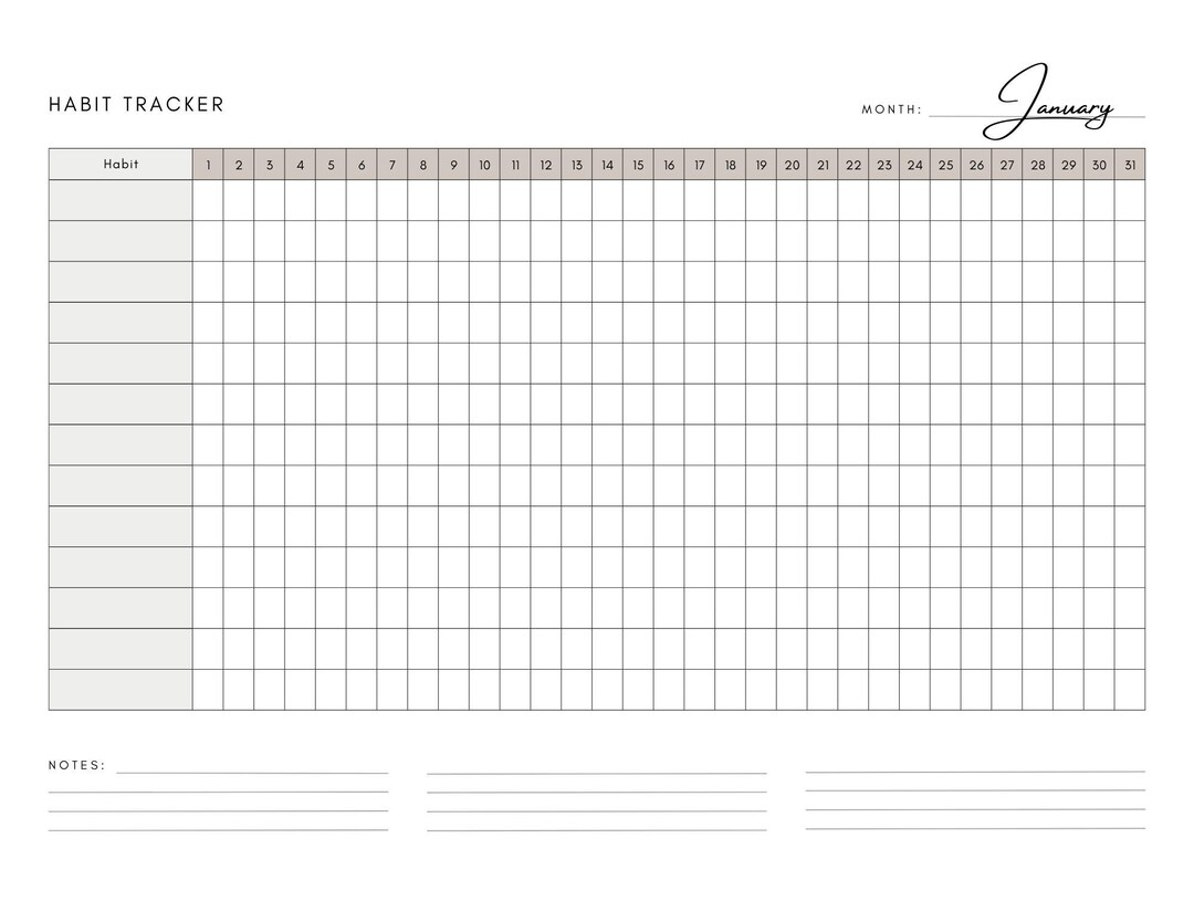 Minimalist Daily Habit Tracker Printable Digital Download Yearly ...