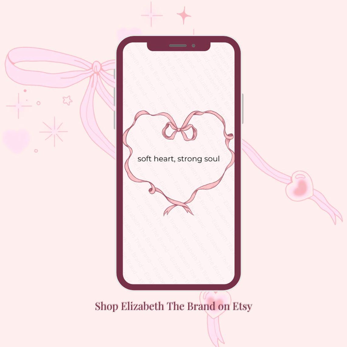 Soft Heart, Strong Soul Phone Wallpaper - Coquette Aesthetic - Etsy