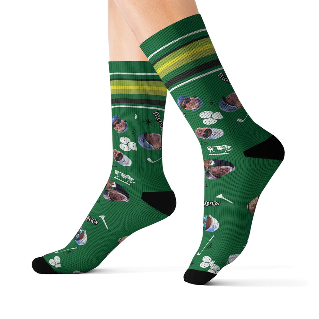 Custom Golf Theme Sublimation Socks With Personal Faces, Funny Golf ...